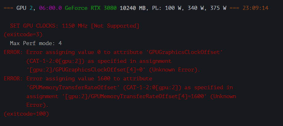 error setting overclock exitcode=100) · Issue #1323 · trexminer/T-Rex · GitHub