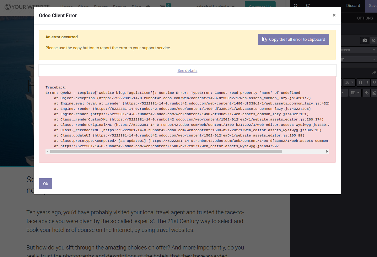 [14] website_blog: Newly added tag should be displayed in existing · Issue #62647 · odoo/odoo ...