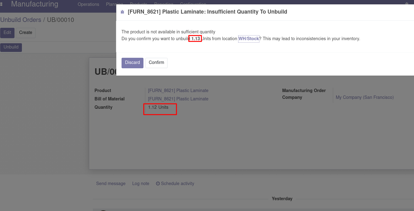[14] mrp/stock: Rounding Issue in Warn Insufficient Quantity wizard · Issue #69567 · odoo/odoo ...