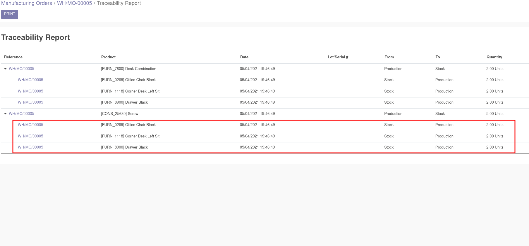 [14] mrp: duplicate component lines in Tractability report · Issue #70363 · odoo/odoo · GitHub