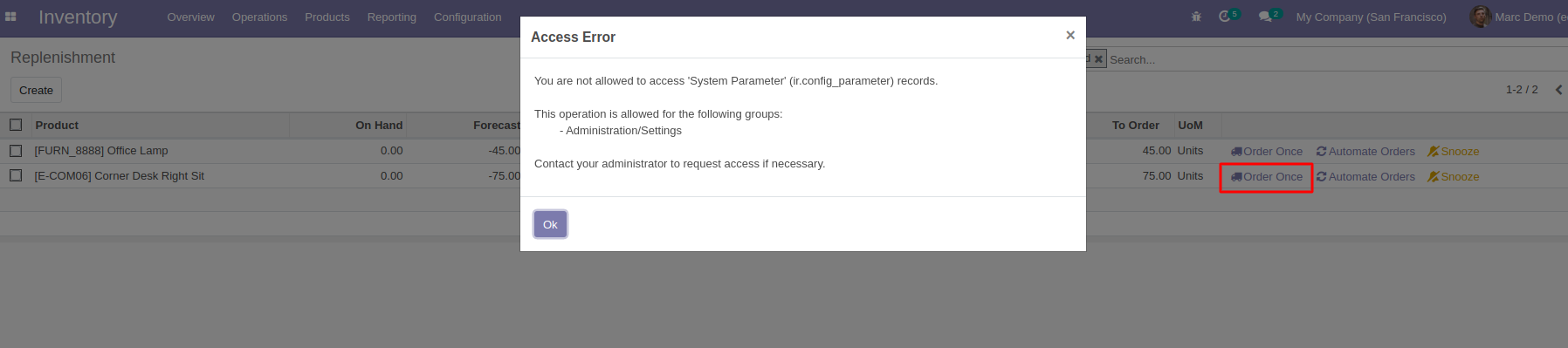 ir.config_parameter used without a sudo raises issues · Issue #73400 · odoo/odoo · GitHub