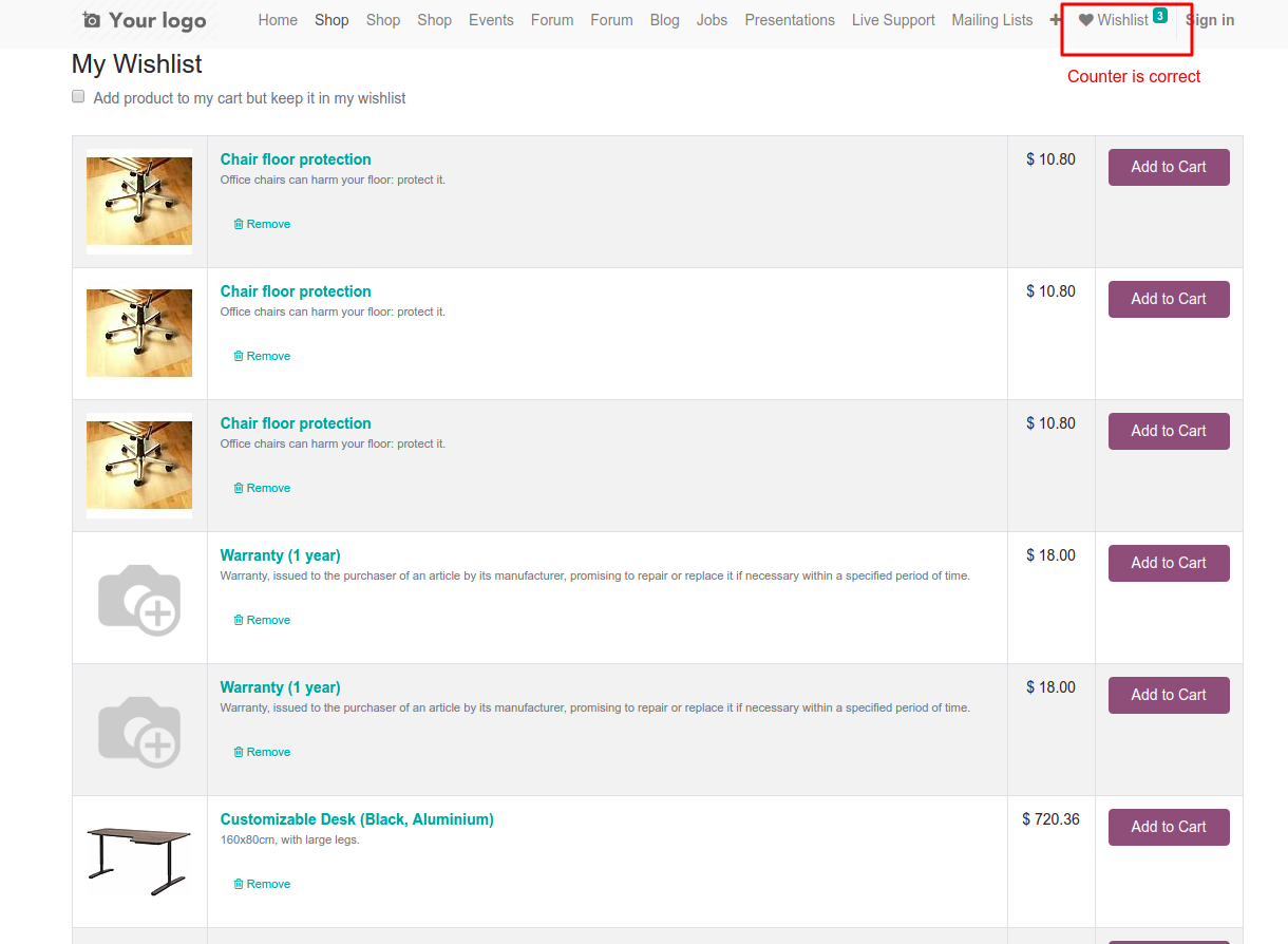 [12] Do not add Same Product multiple times to wishlist · Issue #27489 · odoo/odoo · GitHub