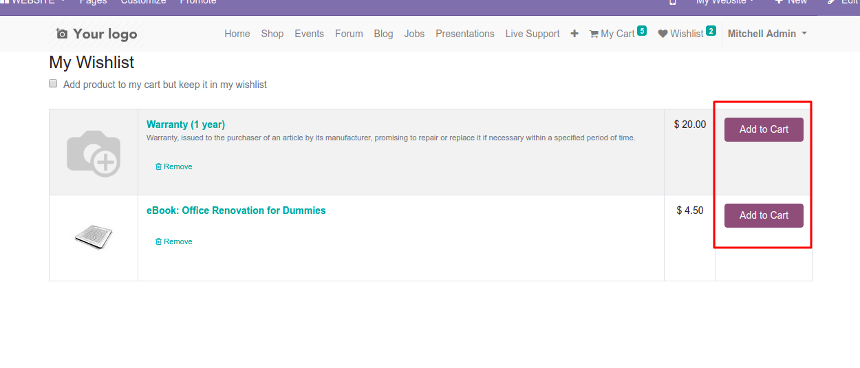 [12] Do not add Same Product multiple times to wishlist · Issue #27489 · odoo/odoo · GitHub