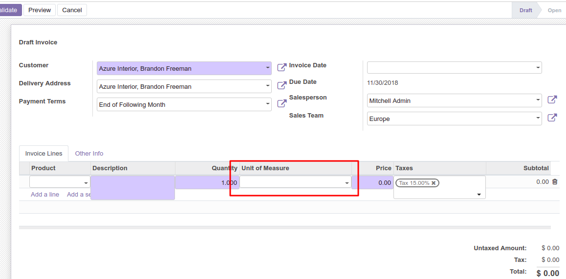 [12] Expected singleton: uom.uom() on selecting uom on Invoice line ...