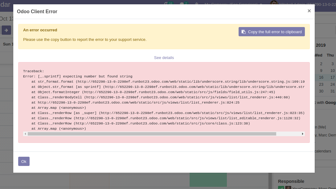 [12/13] Calendar: Could not Read virtual Ids on list view · Issue #38840 · odoo/odoo · GitHub