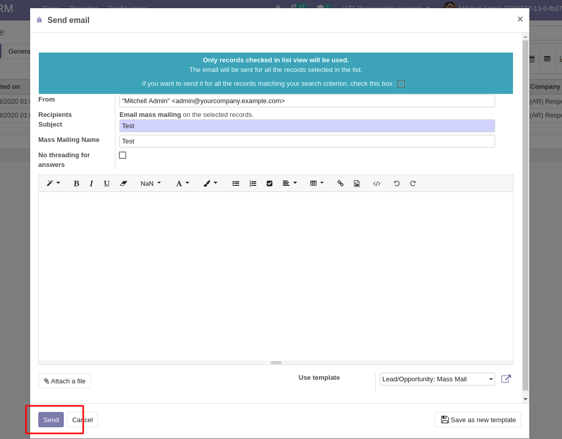 [13] crm: Traceback on sending mail from CRM · Issue #44441 · odoo/odoo · GitHub