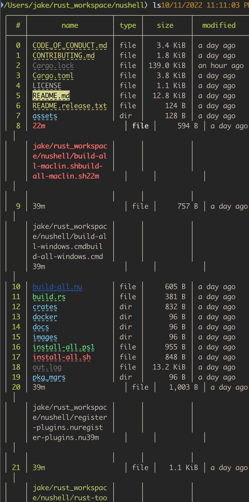 `ls`: bizarre values shown for filenames longer than the width of their ...