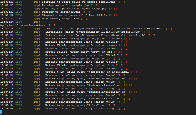 phpDoc 3 stops at "Execute transformation using writer "twig"" · Issue #1995 · phpDocumentor ...