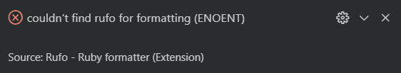 Couldn't find rufo for formatting (ENOENT) · Issue #5 · jnbt/vscode-rufo · GitHub
