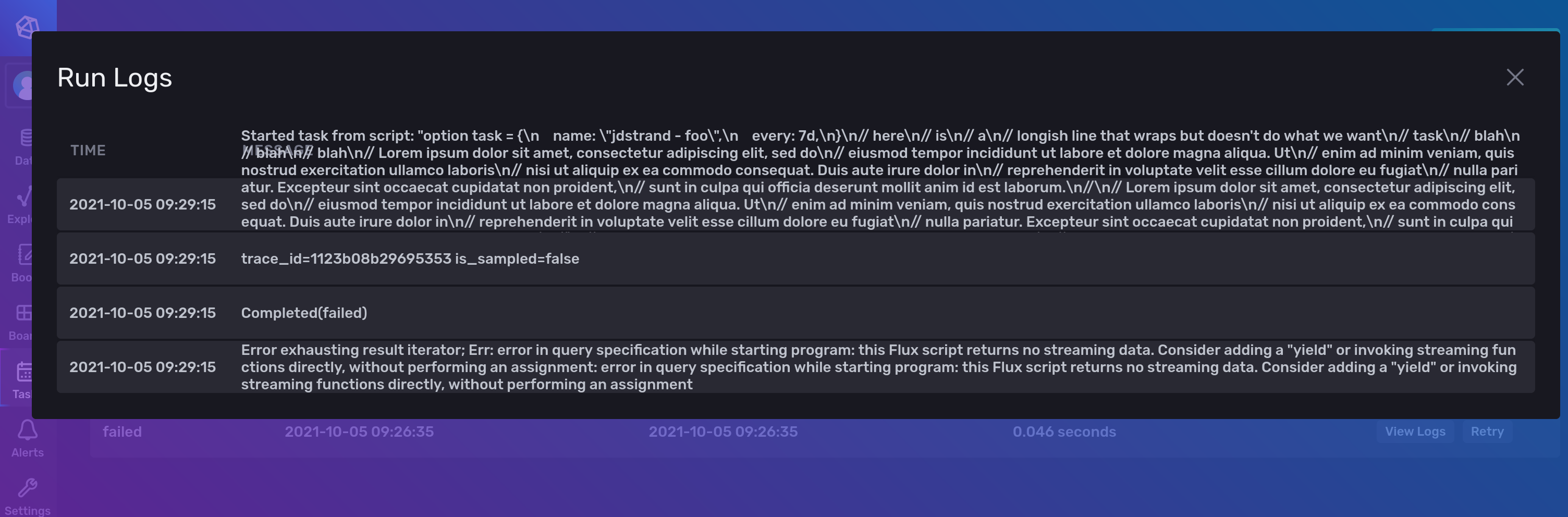 'Tasks / View Logs' is not rendered correctly with bigger flux scripts · Issue #2798 ...