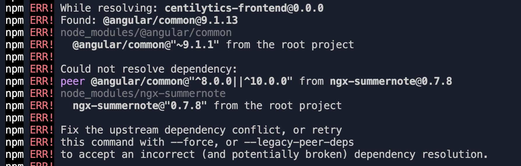 Dependency issue with angular 9 · Issue #109 · lula/ngx-summernote · GitHub