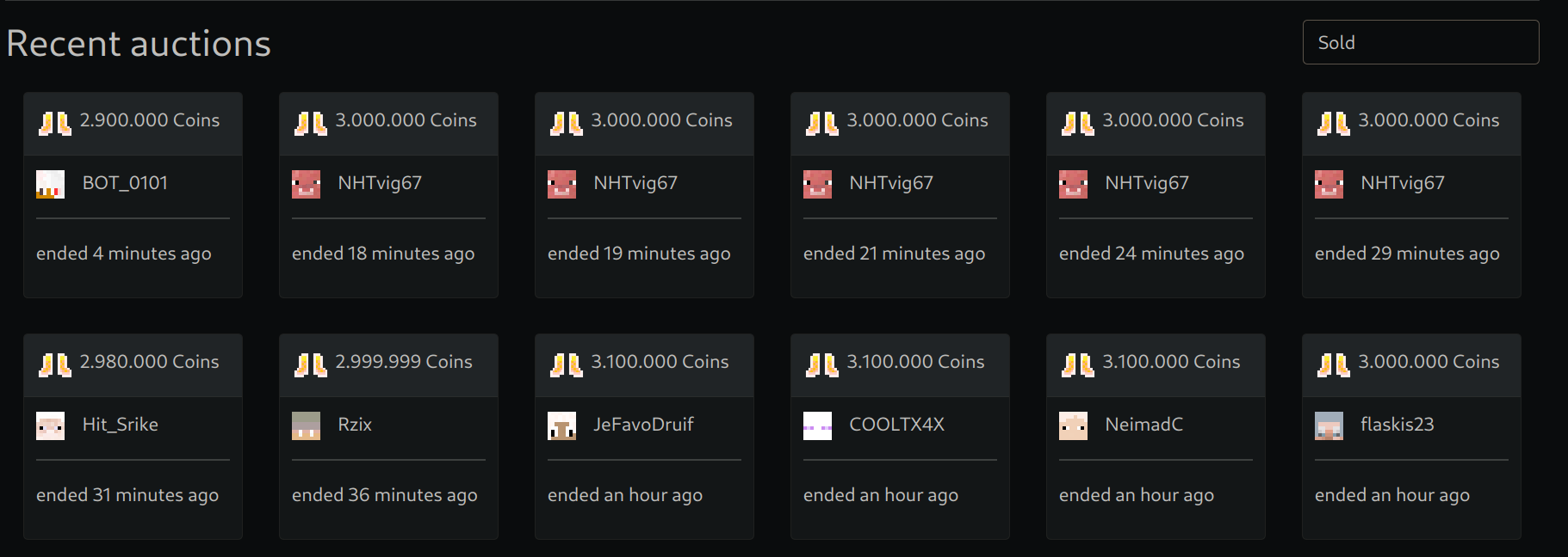 Allow paying users to display more auctions · Issue #961 · Coflnet/hypixel-react · GitHub