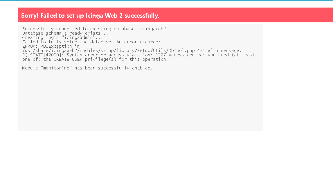 Sorry! Failed to set up Icinga Web 2 successfully (again) · Issue #3600 · Icinga/icingaweb2 · GitHub