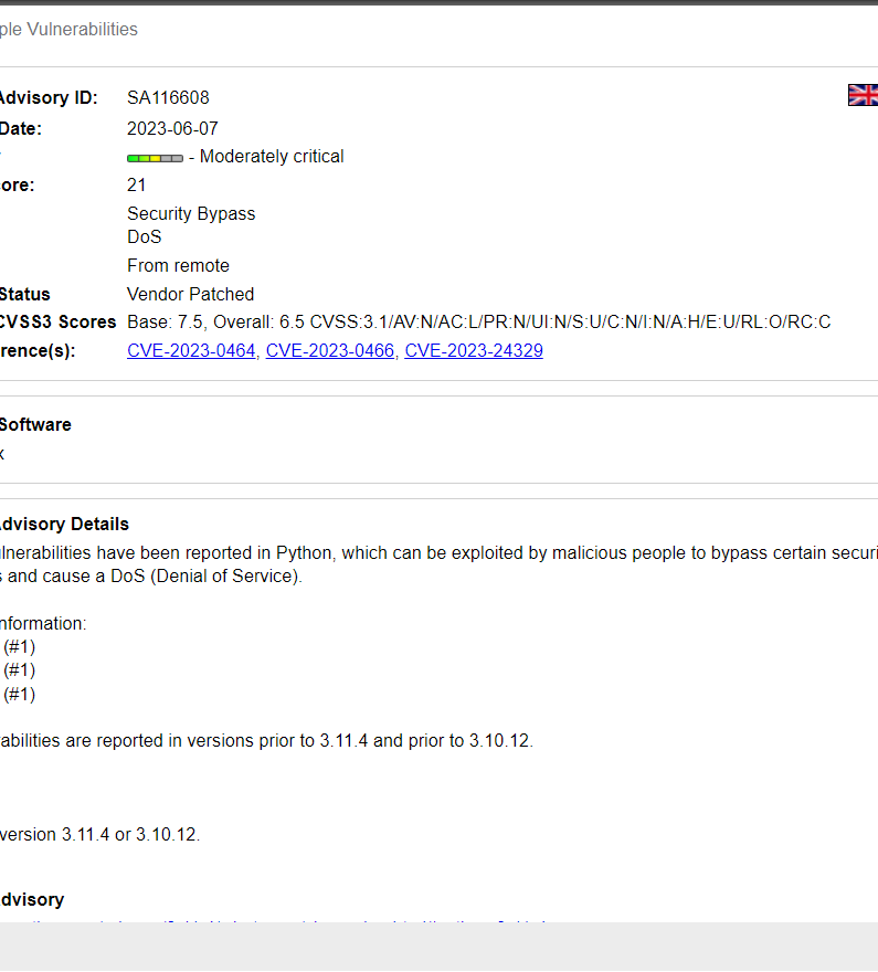 Bundled SDK Python version has multiple vulnerabilities · Issue #26740 · Azure/azure-cli · GitHub