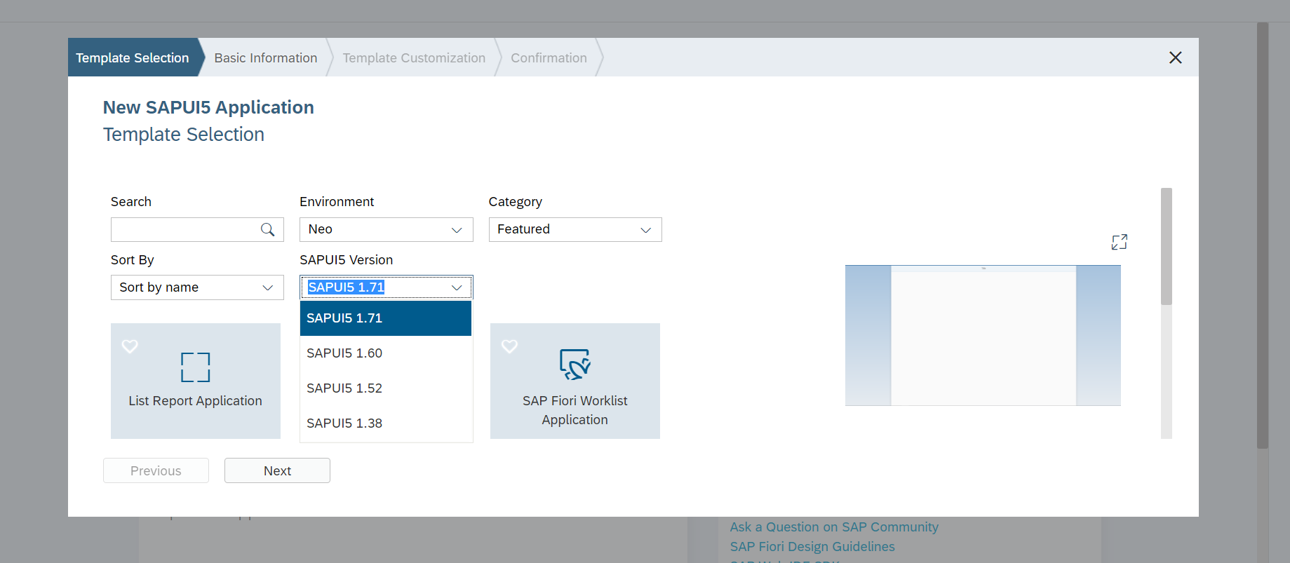 Create Project from Template only possible upto SapUI5 version 1.71 and not with 1.78 · Issue ...