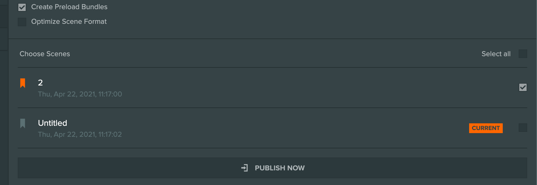 Publish new build settings should be saved to the branch between sessions · Issue #376 ...