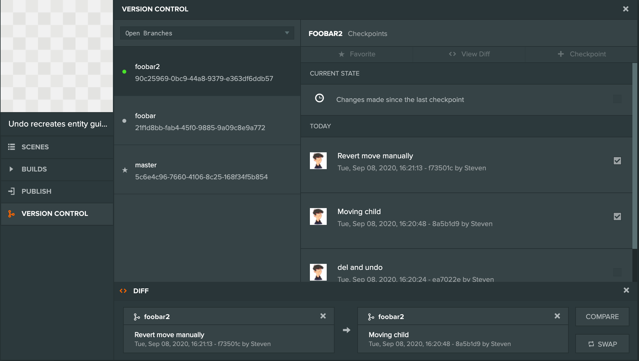 Return to previous screen when exiting Version Control diff view · Issue #132 · playcanvas ...