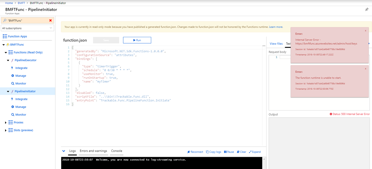 The function runtime unable is to start · Issue #58 · microsoft/Bing-Maps-Fleet-Tracker · GitHub