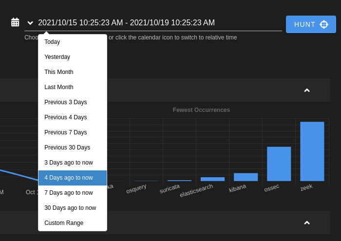 FEATURE: Provide quick-select date ranges from Hunt/Alerts date range ...