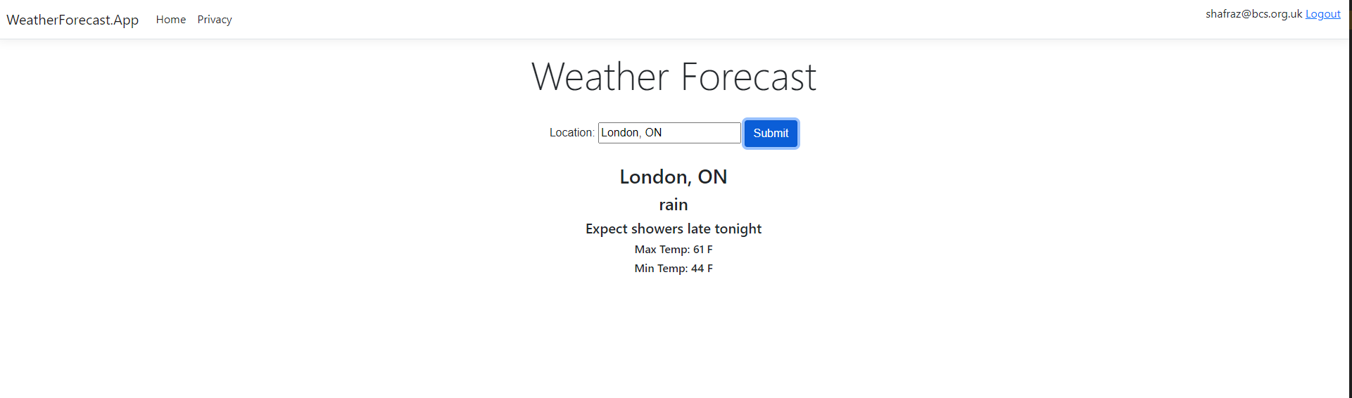 GitHub - ShafrazBoharie/WeatherForecast