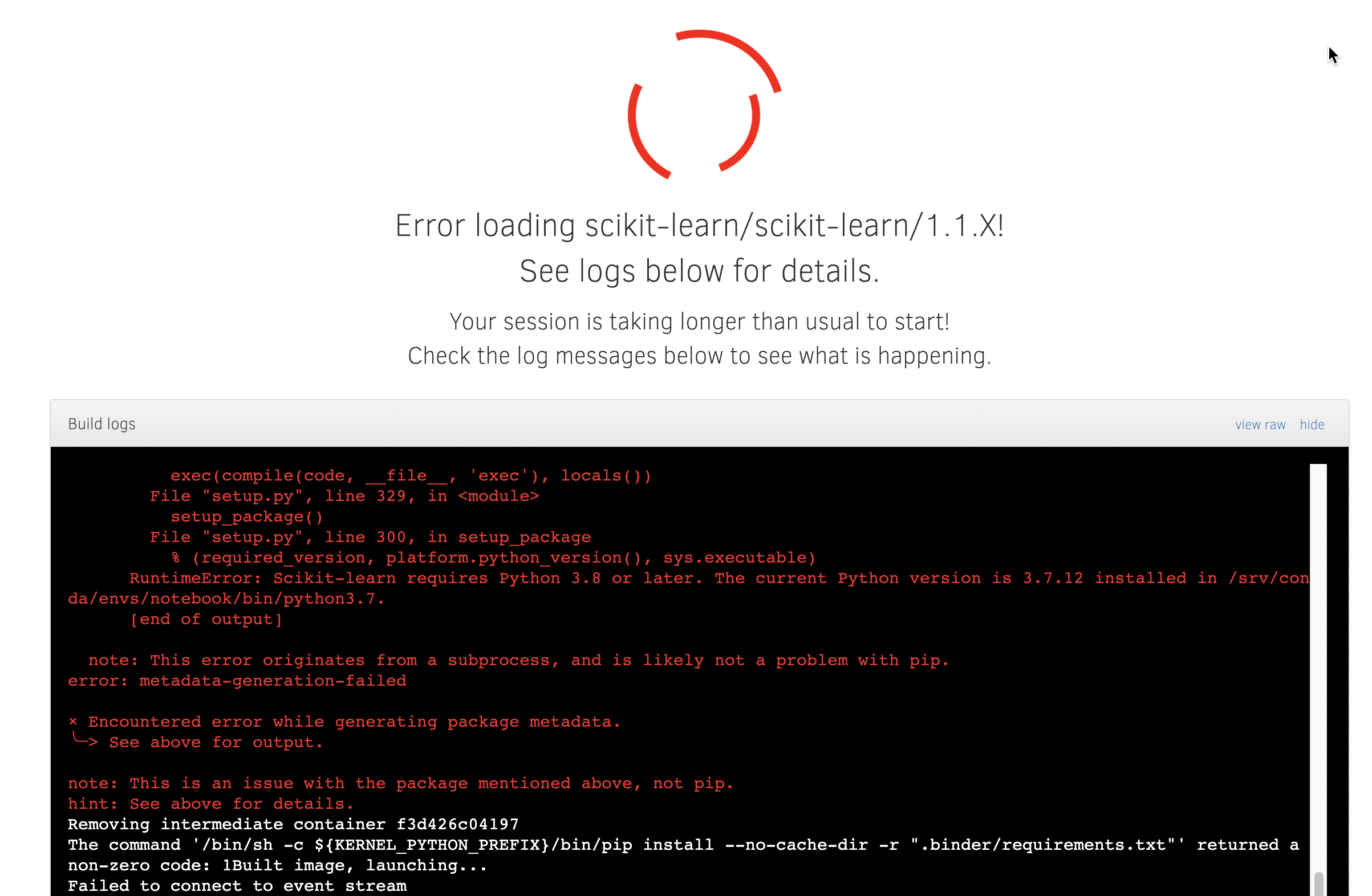 Binder link does not work · Issue #24078 · scikit-learn/scikit-learn · GitHub