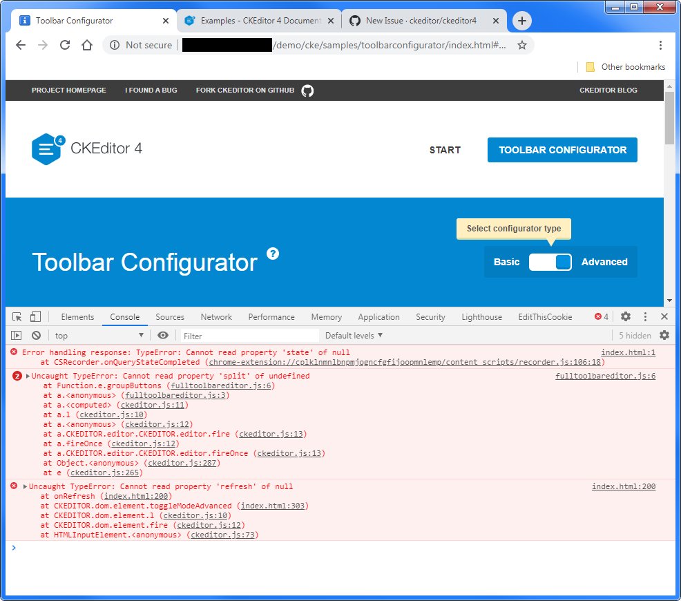 Errors in samples/toolbar configurator · Issue #4140 · ckeditor/ckeditor4 · GitHub