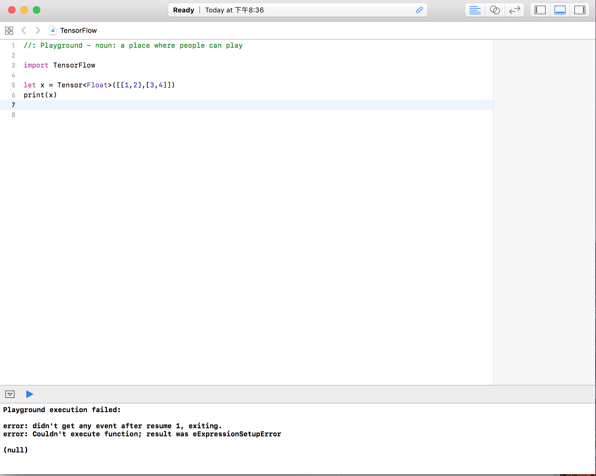 TensorFlow doesn't work in REPL, Playground and macOS App · Issue #34 · tensorflow/swift · GitHub