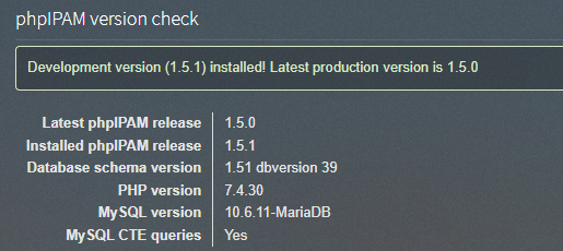 Development Version 1.5.1 · Issue #3735 · phpipam/phpipam · GitHub