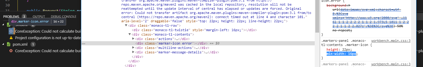 [UI Small bug] Error marker in problem panel is squished · Issue #75721 · microsoft/vscode · GitHub