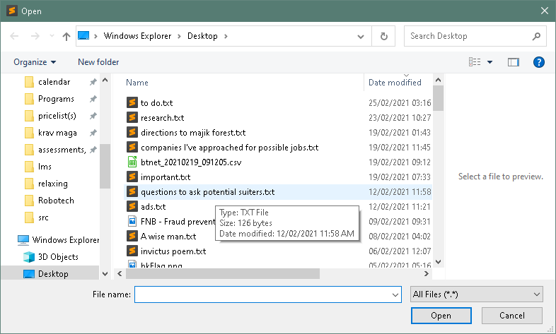 Please could you change the File -> Open dialog to a OpenFileDialog ...