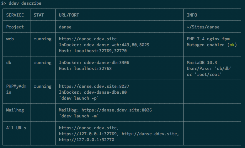 Suggestions for the `ddev describe` and `ddev list` output · Issue #3242 · ddev/ddev · GitHub