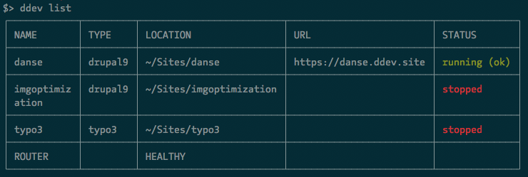 Suggestions for the `ddev describe` and `ddev list` output · Issue #3242 · ddev/ddev · GitHub