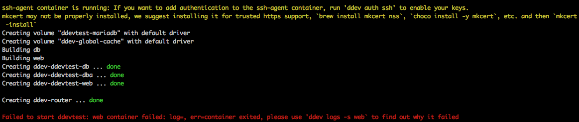 First ddev start after a performance optimization returned, ERROR: failed to save CA key: open ...