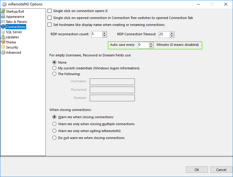 [Feature Request] Periodic save function/setting for Connection File · Issue #1046 · mRemoteNG ...