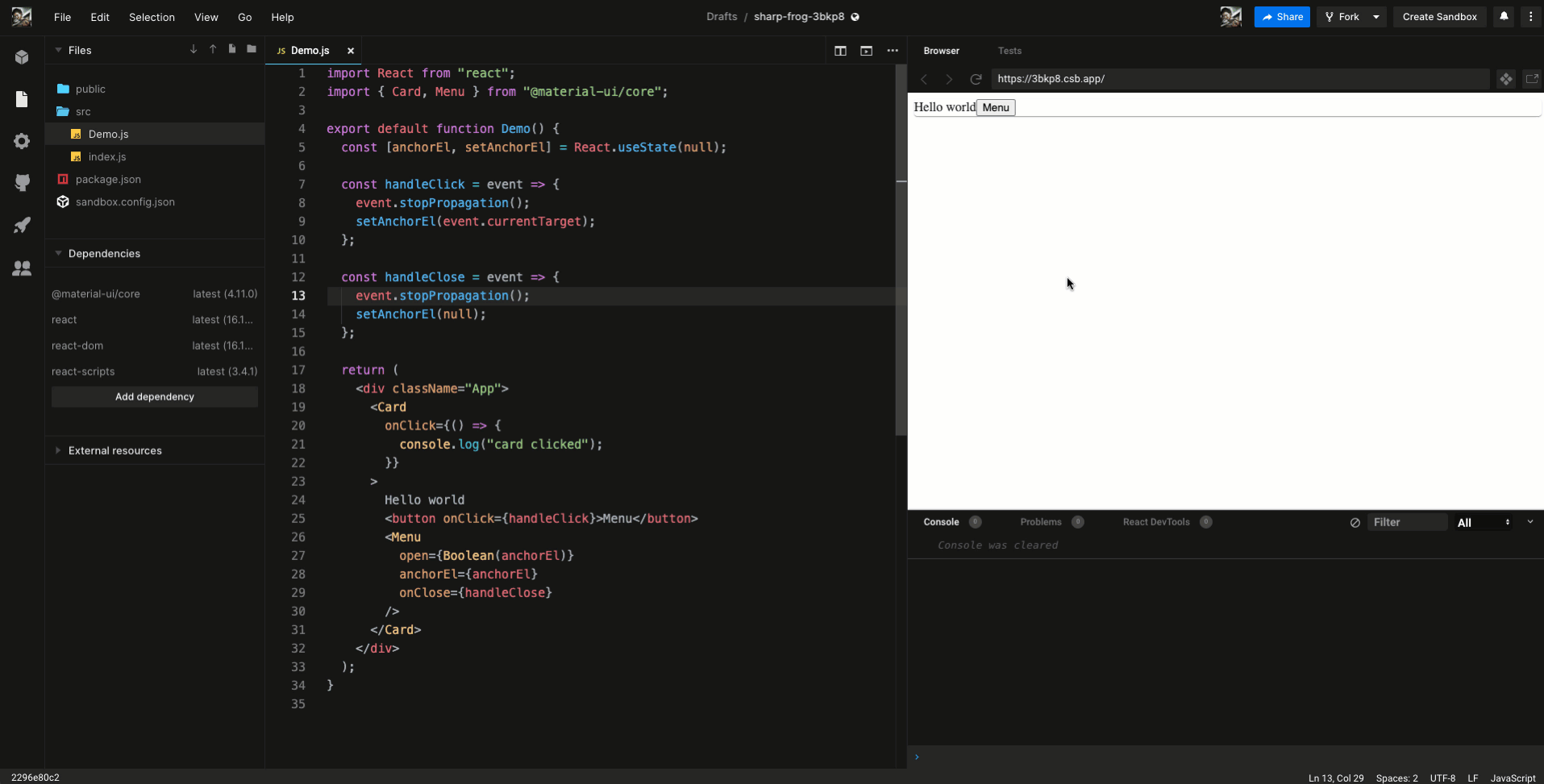 Clicking on the Menu overlay (Modal backdrop) triggers click on parent ...