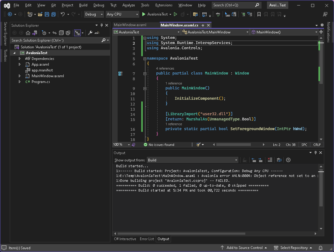 Confusing error message if a view attempts to use [LibraryImport] · Issue #12369 · AvaloniaUI ...