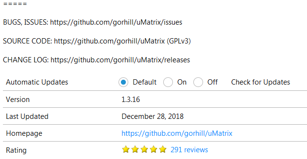 extension metadata could do with some love · Issue #111 · uBlockOrigin/uMatrix-issues · GitHub