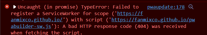 [Starter] In GitHub Pages Fails to register the Web Worker · Issue #3572 · pwa-builder ...