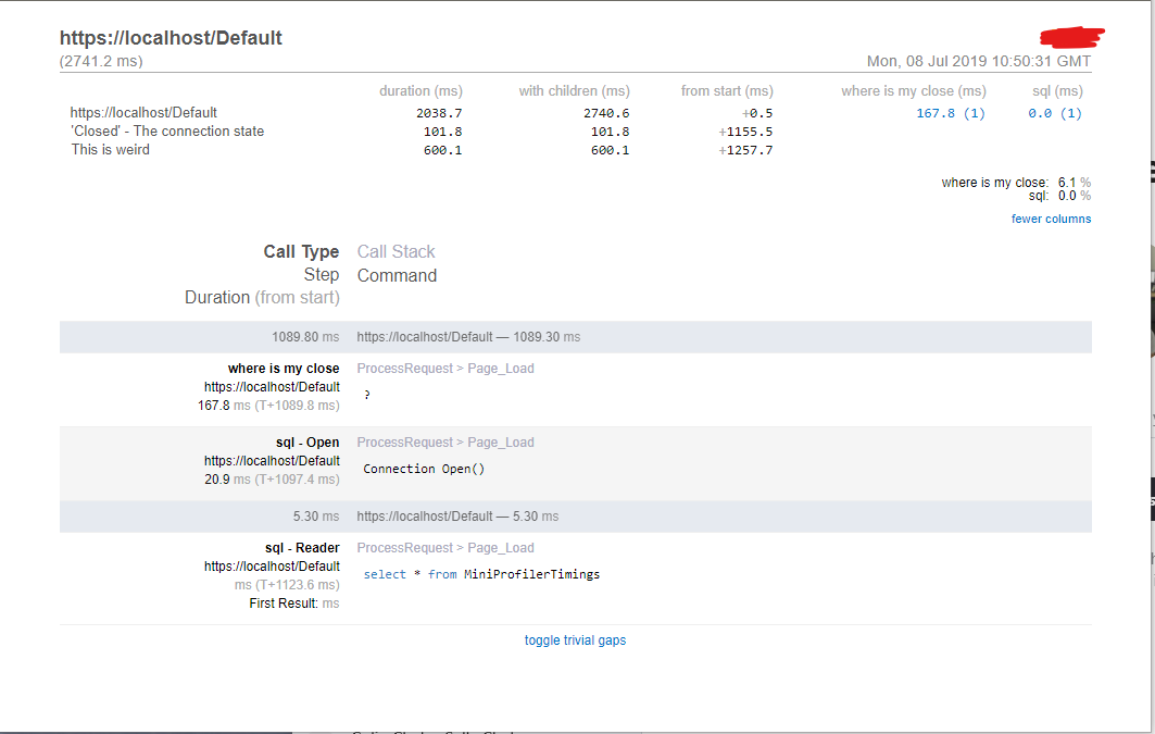 Not seeing connection close() entries? · Issue #399 · MiniProfiler/dotnet · GitHub