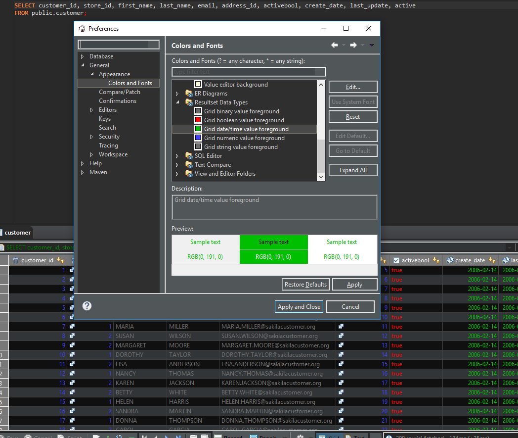 Result Set Color by Type · Issue #2485 · dbeaver/dbeaver · GitHub
