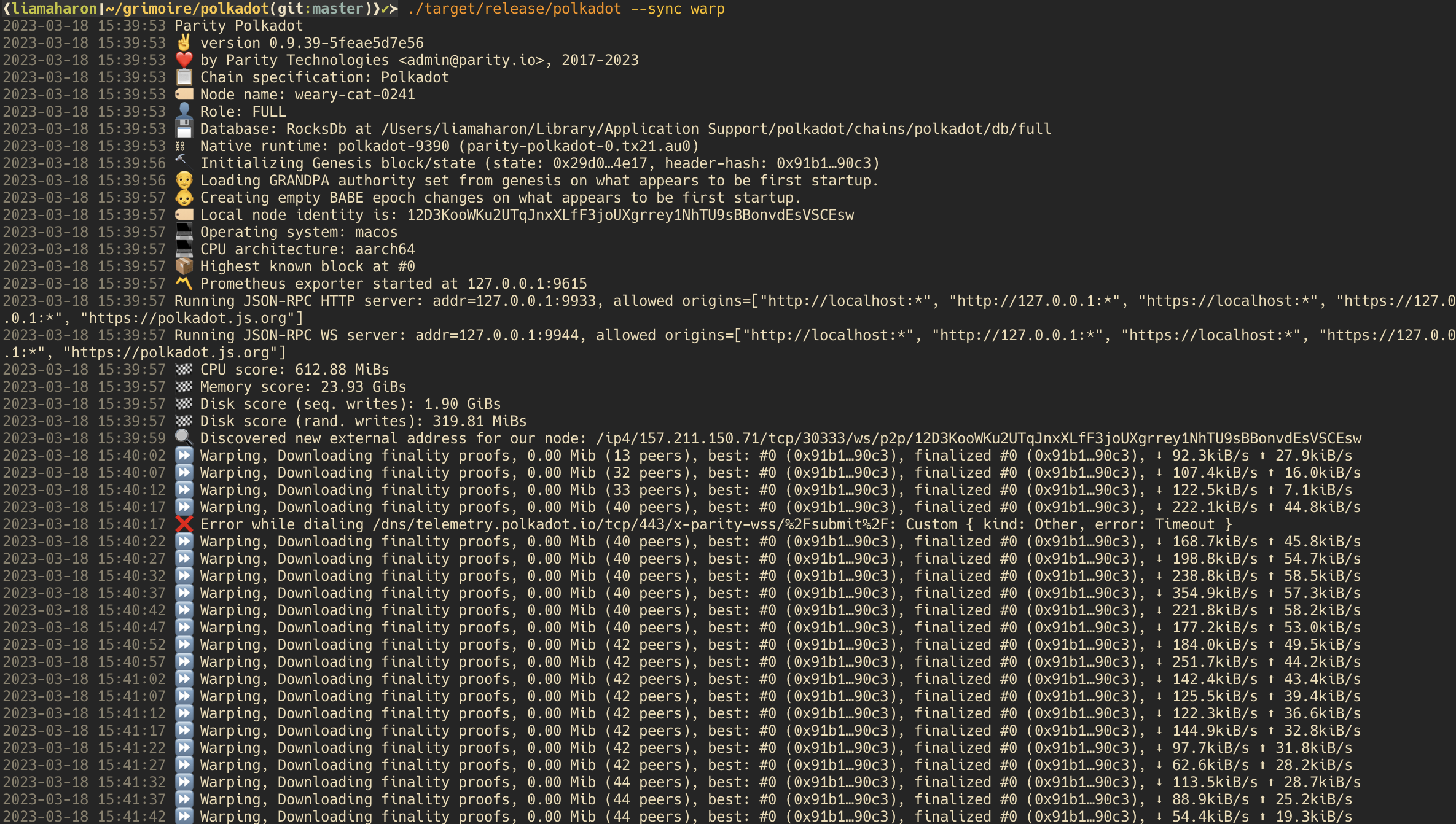 Warp sync seemingly makes no progress · Issue #6910 · paritytech/polkadot · GitHub