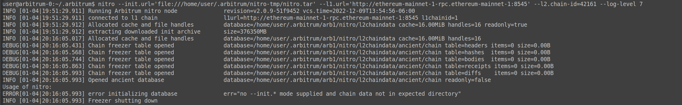 Cannot import nitro.tar state · Issue #1410 · OffchainLabs/nitro · GitHub