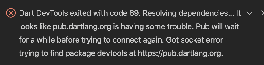 Error When Click Activate Dart Devtools Button · Issue 2383 · Dart