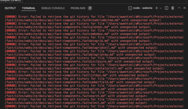 Fix Building Fast Results In Hundreds Of Failed To Retrieve The Git History Errors · Issue