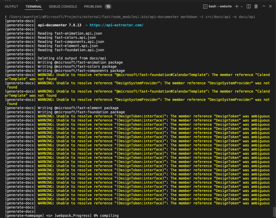 fix: warnings when building sites · Issue #5867 · microsoft/fast · GitHub