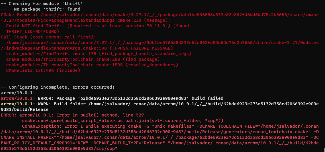 [package] arrow/10.0.1: build error with Conan 1.60.0 · Issue #19504 ...