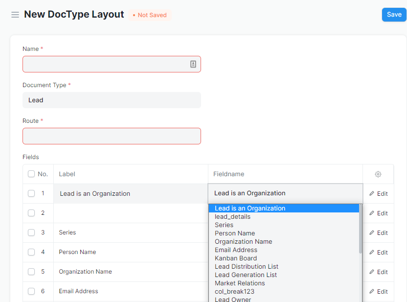 DocType Layout Fieldname options do not populate · Issue #16388 · frappe/frappe · GitHub