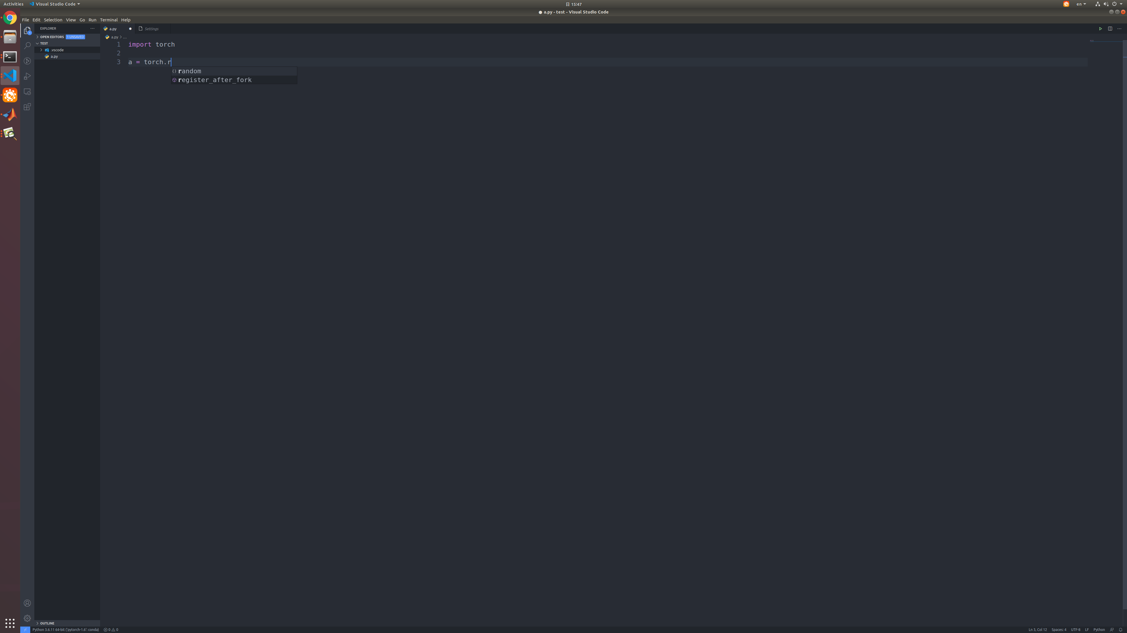Auto complete not working for pytorch(1.6.0) · Issue #418 · microsoft ...
