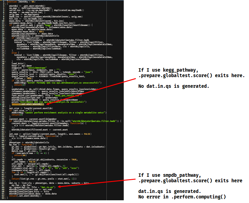 MSEA using kegg_pathway not generating dat.in.qs · Issue #157 · xia-lab/MetaboAnalystR · GitHub
