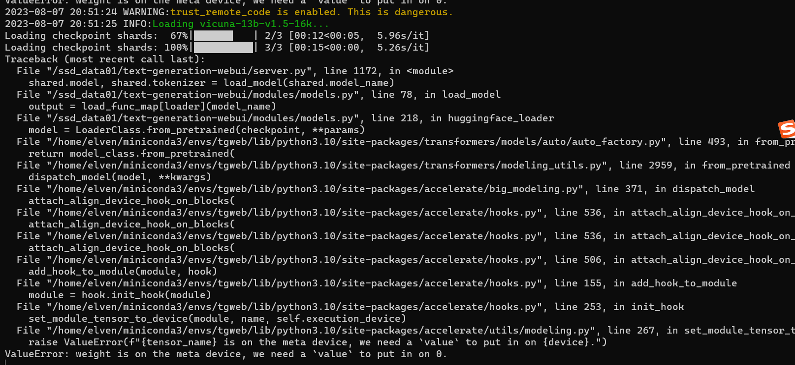 vicuna-13b-v1.5-16k support error ：raise ValueError(f"{tensor_name} is ...